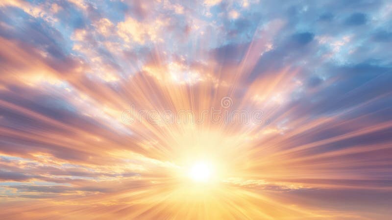 Sunny Sky with Radiant Sun Rays, Isolated on White Stock Illustration ...