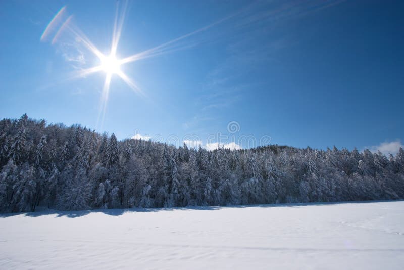 Sunny snow Landscape stock image. Image of slovenia, cold - 3476205