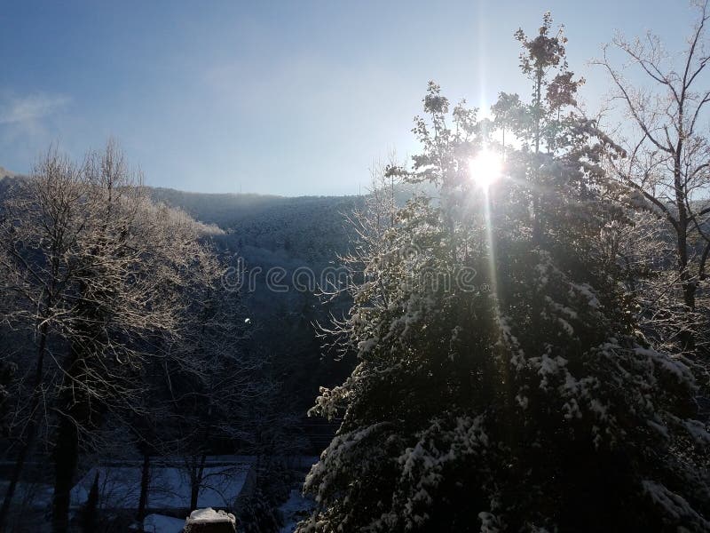 Sunny on Snow Mountain View Stock Image - Image of wonderful, outdoor ...