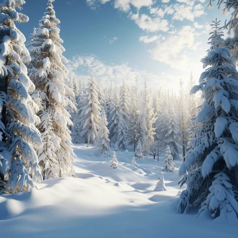 Sunny Snowy Coniferous Forest Stock Photo - Image of majestic, natural ... Sunny Snowy Coniferous Forest Stock Photo - Image of majestic, natural ...