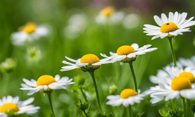 Sunny Spring Field: Vibrant Camomile Flowers Under the Sun Stock ...