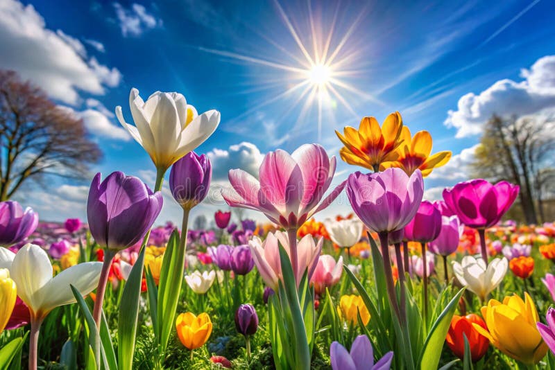 Sunny Spring Flowers stock illustration. Illustration of cheerful ...