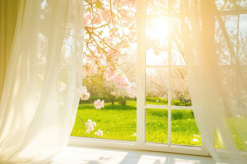 Sunny Spring Morning: Cherry Blossoms and Sunlit Window View for ...