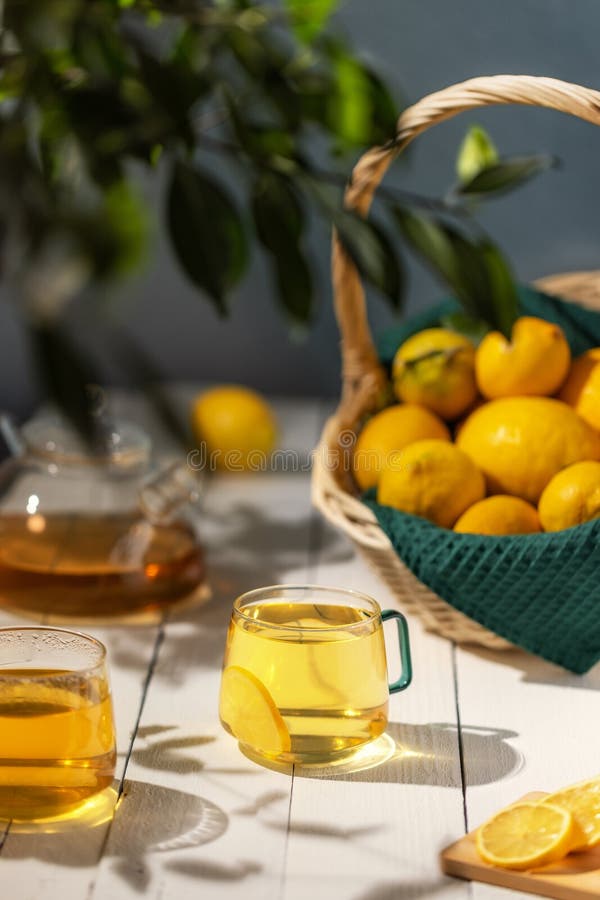 Sunny Still Life with Lemons and Tea Stock Image - Image of lifestyle ...
