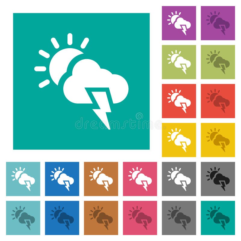 Sunny and Stormy Weather Square Flat Multi Colored Icons Stock Vector ...