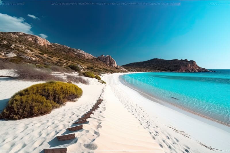 Sunny Summer Beach with Palms Stock Illustration - Illustration of ...