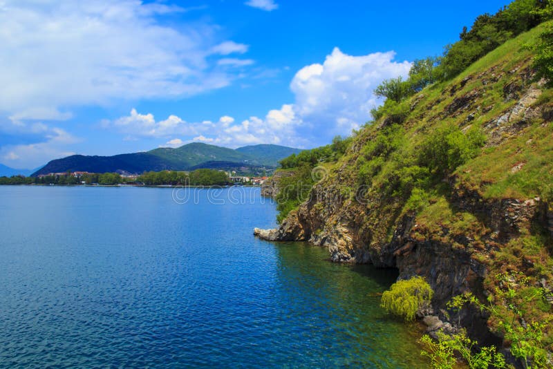 Sunny Summer Day at the Lake Ohrid in Macedonia Stock Photo - Image of ...