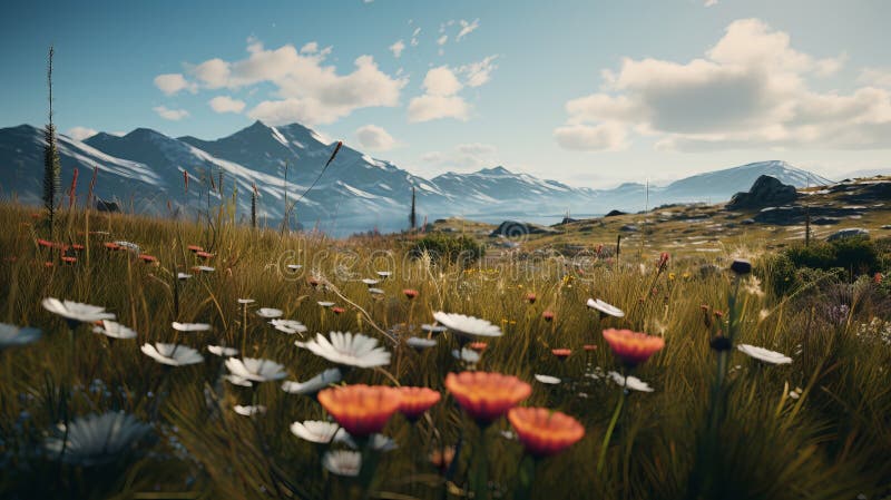 Sunny Summer Day in the Mountains with Ample Free Copy Space for Text ...