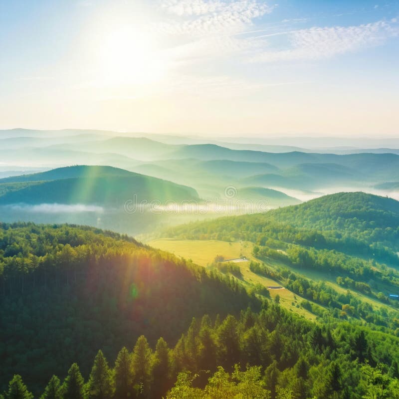 Sunny Summer Day in the Mountains High Quality AI Illustration Stock ...