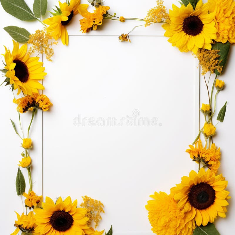 Sunny sunflower border stock illustration. Illustration of boutineer ...