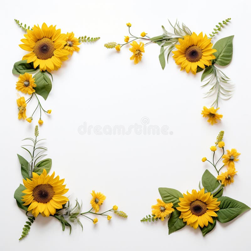 Sunny sunflower border stock illustration. Illustration of snapdragons ...