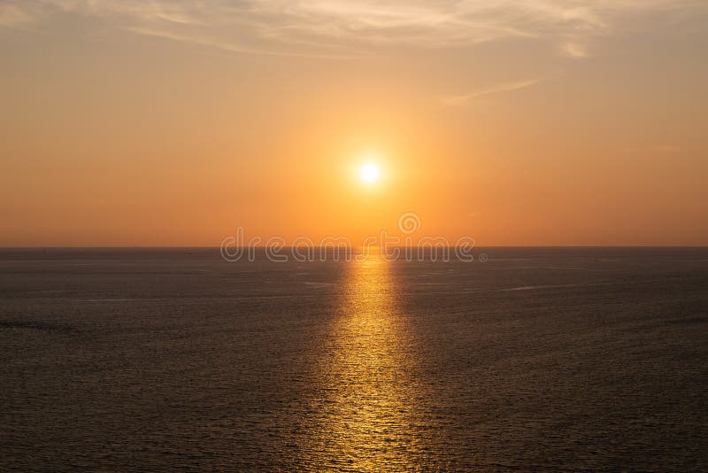 Sunny sunset on the sea stock photo. Image of orange - 170078664