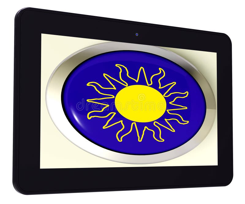 Sunny Tablet Means Hot Weather or Sunshine Stock Illustration ...