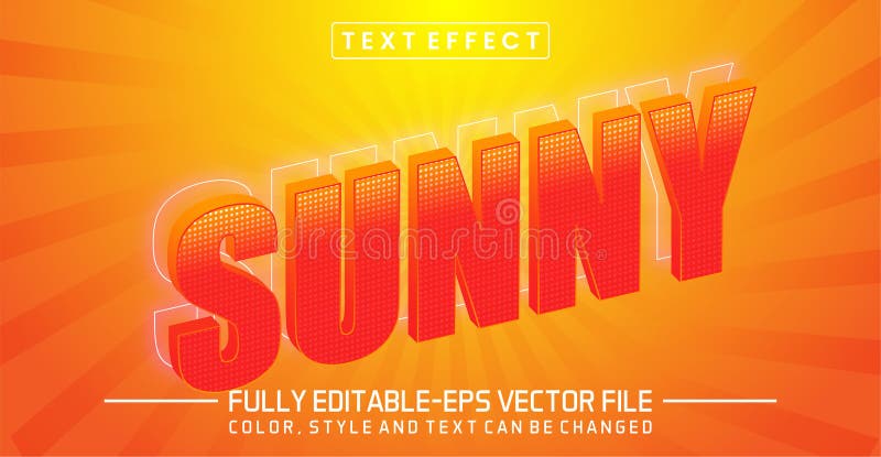 Sunny Text Effect - Editable 3D Text Style Stock Vector - Illustration ...