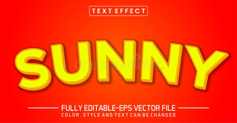 Sunny Text Effect - Editable 3D Text Style Stock Vector - Illustration ...