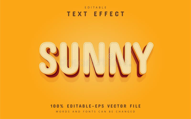 Sunny Text Effect - Editable 3D Text Style Stock Vector - Illustration ...
