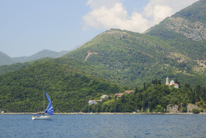 Sunny Tivat bay editorial image. Image of mountains, montenegro - 94060615