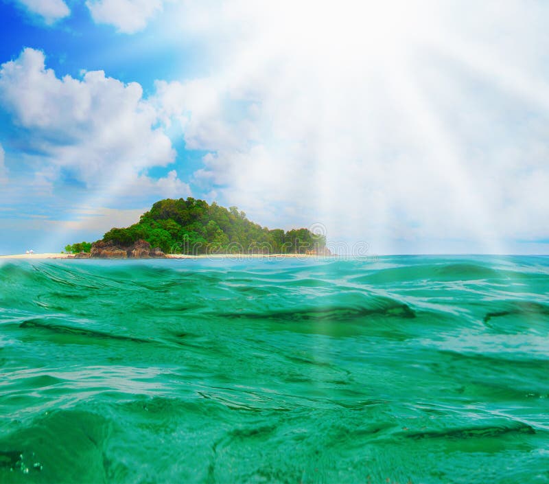 Sunny Tropical Beach on the Island Stock Photo - Image of natural, foam ...