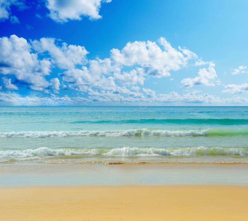 Tropical Ocean Beach Sunrise or Sunset Stock Image - Image of horizon ...