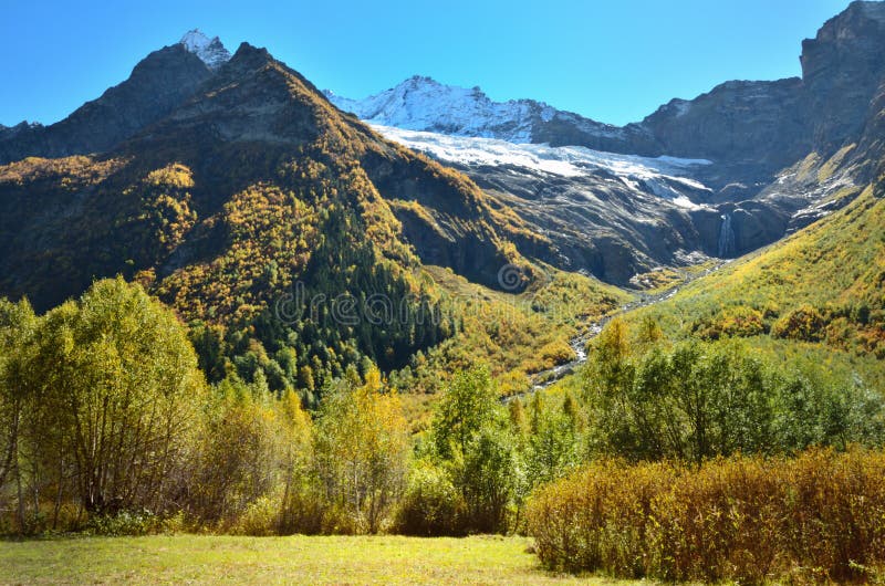 Sunny valley stock photo. Image of landscape, snow, caucasus - 27350340