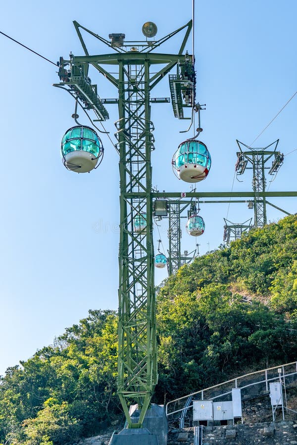 The Sunny View of Cable Car and Theme Park Near To Ocean Editorial ...