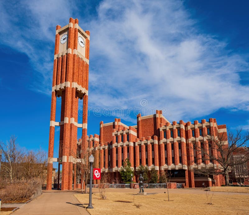 Sunny View of the Clock Tower of OU Stock Photo - Image of norman ...