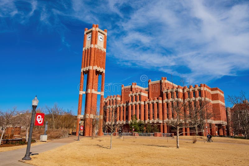 Sunny View of the Clock Tower of OU Stock Photo - Image of logo ...