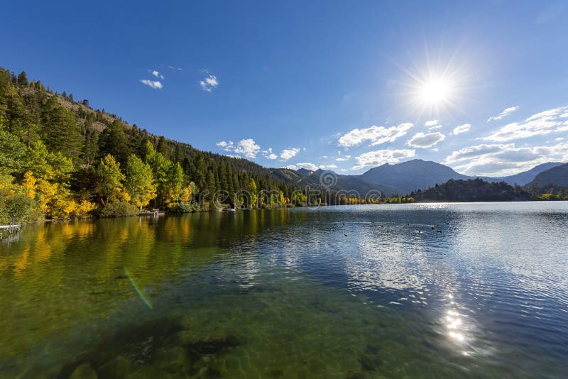 Sunny View of the Fall Color in June Lake Loop Stock Image - Image of ...