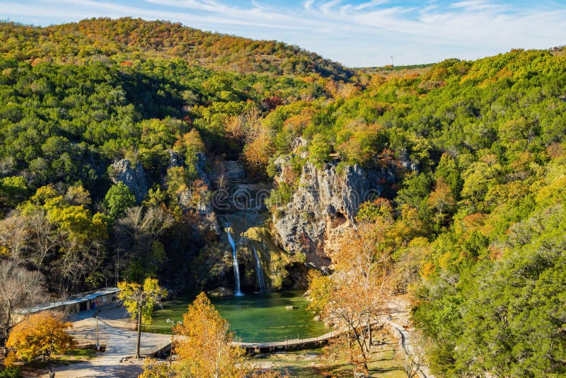 Sunny View of the Fall Color of Turner Falls Stock Photo - Image of ...