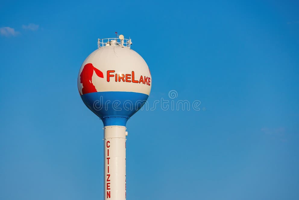 Sunny View of the Firelake Water Tower Editorial Photo - Image of ...