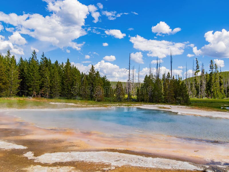 Sunny View of the Landscape of Black Sand Basin Stock Image - Image of ...