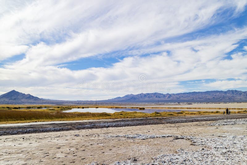 Sunny View of the Landscape of Grimshaw Lake at Tecopa Stock Image ...