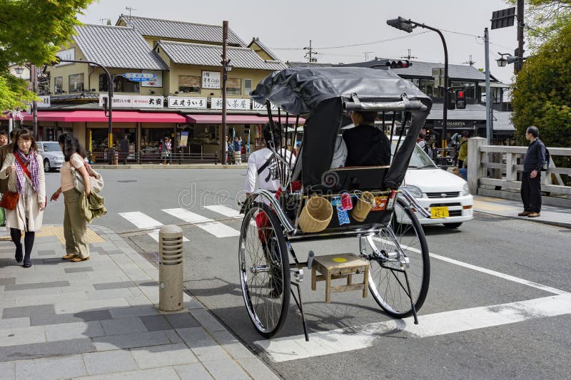 Sunny View of Man Pulled Cart Editorial Stock Image - Image of downtown ...