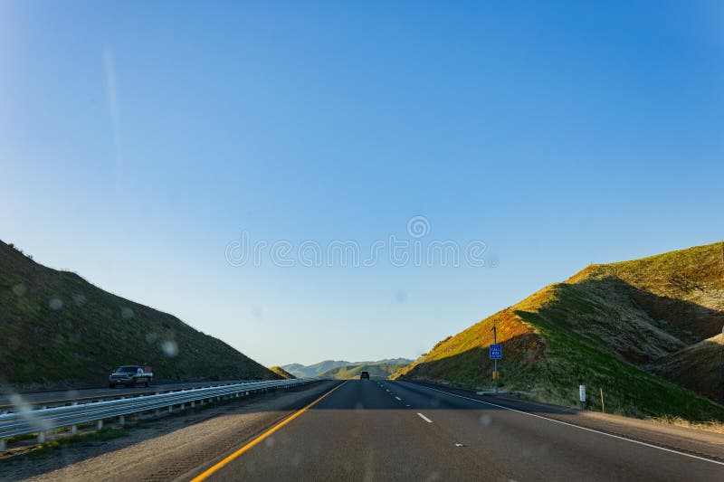 Sunny View of the Rural Highway Landscape Stock Image - Image of ...