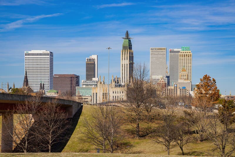 Sunny View of the Skyline of Tulsa City from Maple Park Editorial Image ...