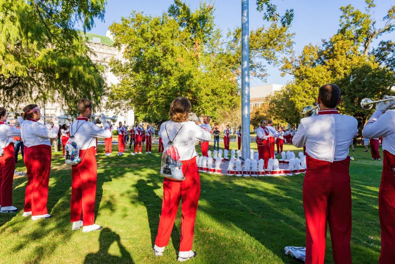 Sunny View of Student Marching Band Parctice during Homecoming Parade ...