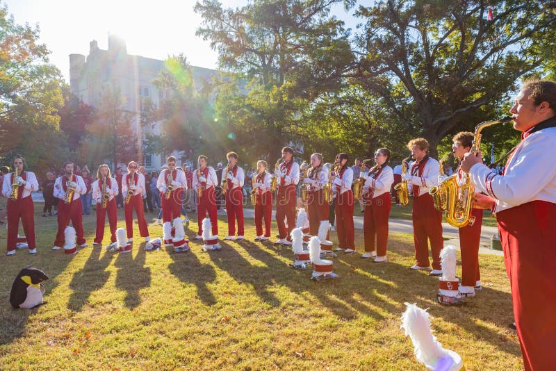 Sunny View of Student Marching Band Parctice during Homecoming Parade ...