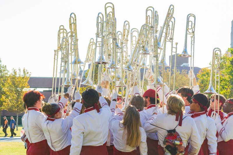 Sunny View of Student Marching Band Parctice during Homecoming Parade ...