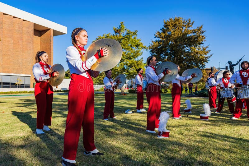 Sunny View of Student Marching Band Parctice during Homecoming Parade ...