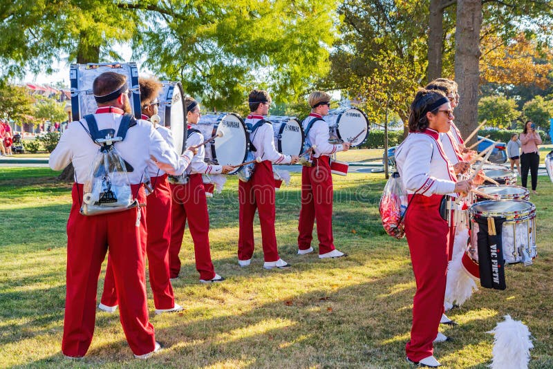 Sunny View of Student Marching Band Parctice during Homecoming Parade ...