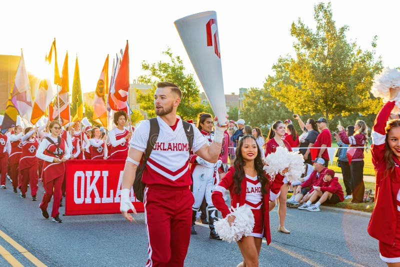Sunny View of the Student Marching Band Walking in Homecoming Parade ...
