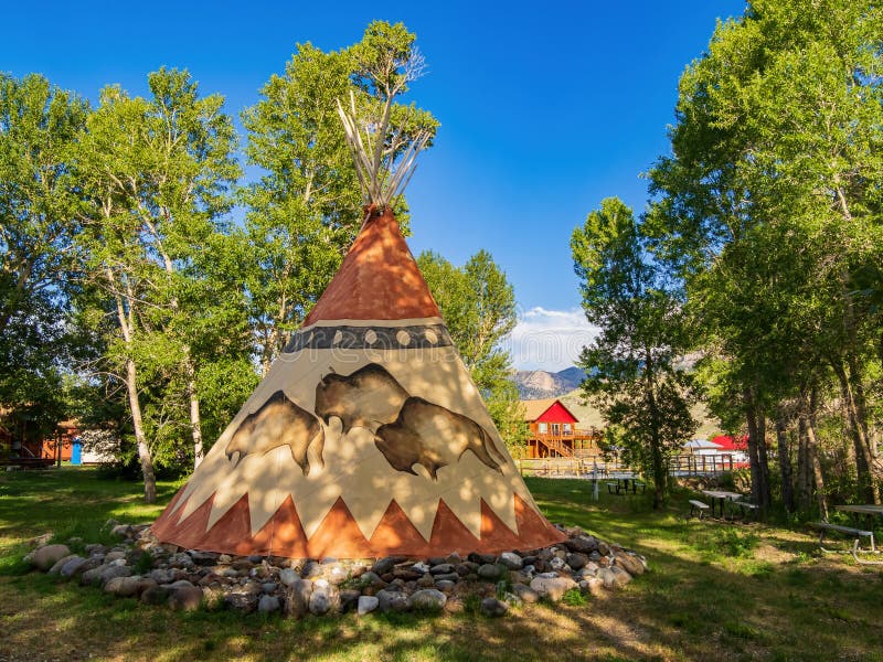 Sunny View of Tipi with Beautiful Landscape Stock Photo - Image of ...