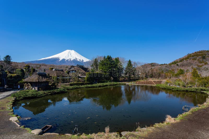 Sunny View of Traditional Building with MT. Fuji Editorial Image ...