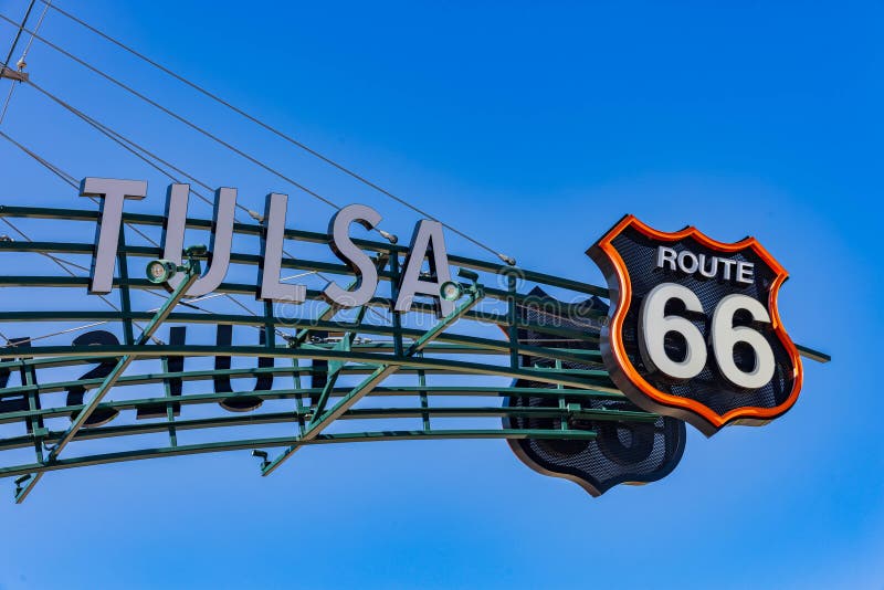 Sunny View of the Tulsa Route 66 Sign Editorial Image - Image of view ...