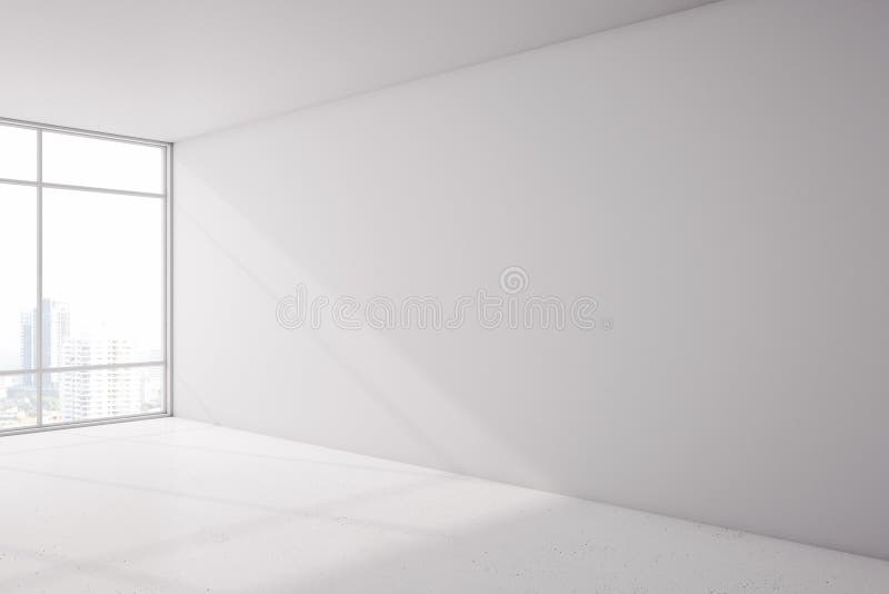 Sunny View on White Wall in White Box Room with Finishing and Copyspace ...