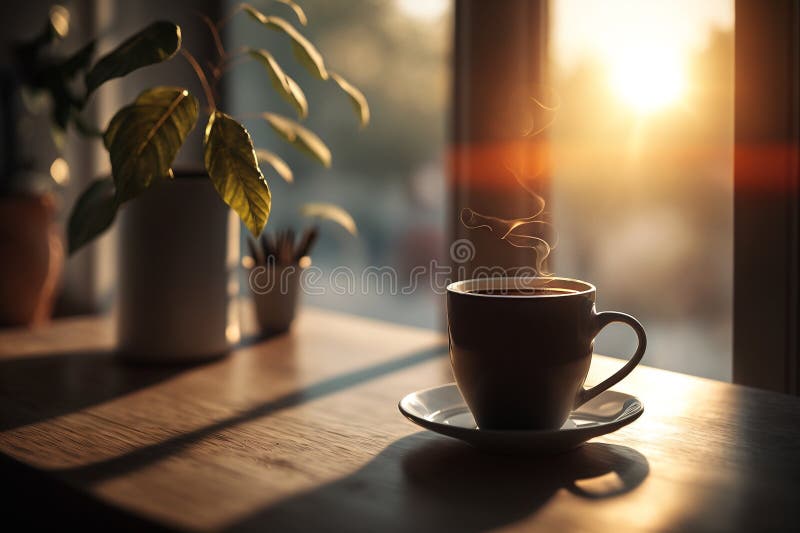 Sunny Warm Morning with a Cup of Coffee Illustration Generative AI ...