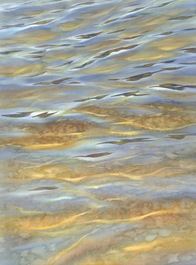 Sunny Water with Transparent Waves Watercolor Background Stock Photo ...