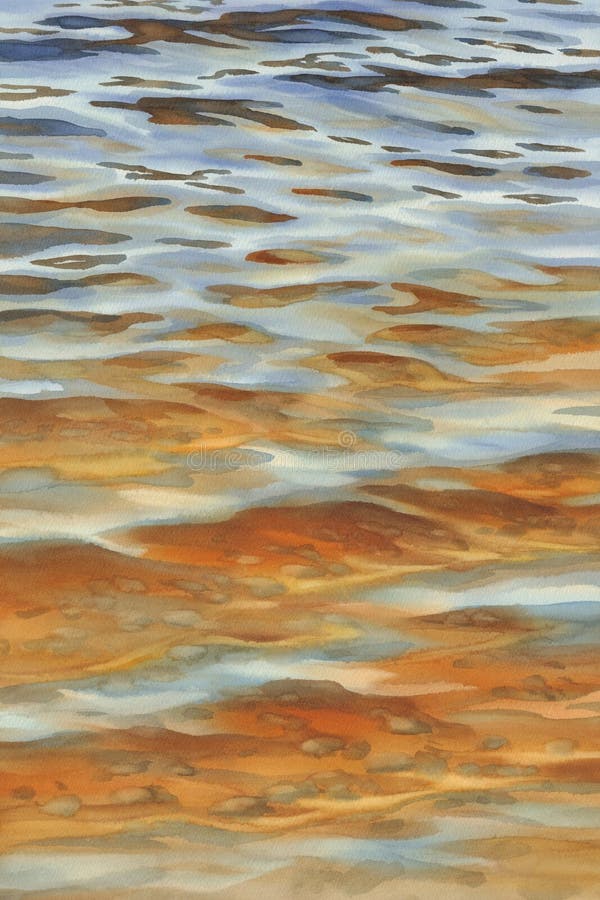 Sunny Water with Transparent Waves Watercolor Background Stock Photo ...