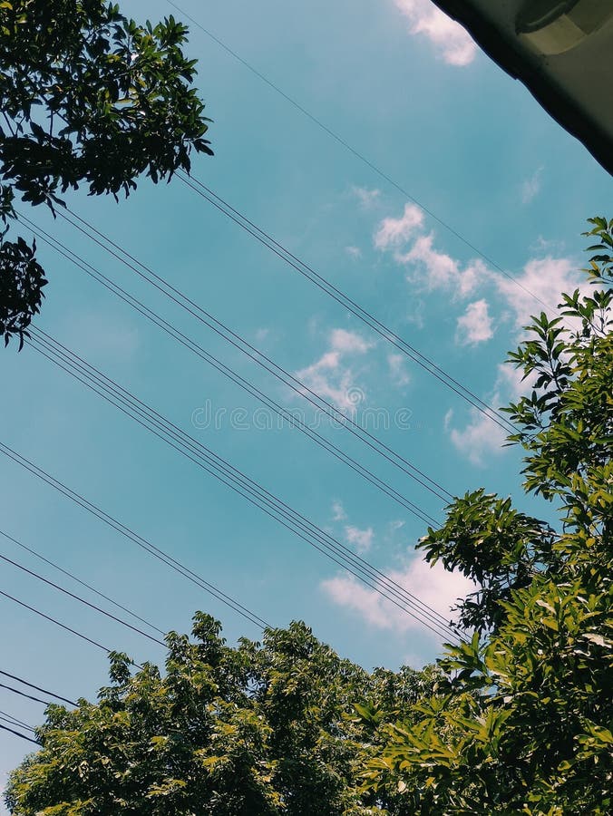 Sunny Weather and Beautiful Sky Plus Aesthetic Cables Stock Image ...