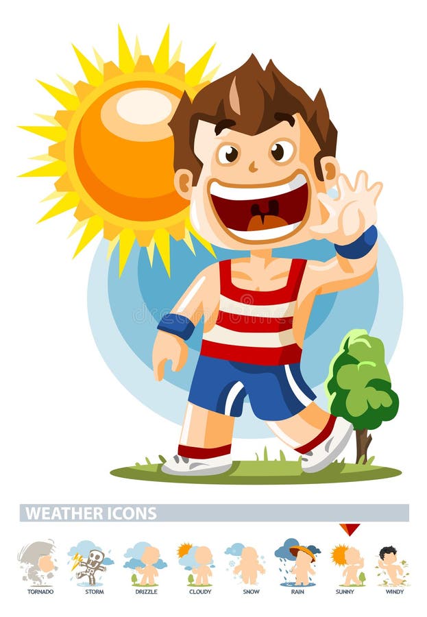 Sunny. Weather Icon stock illustration. Illustration of jogging - 12244761